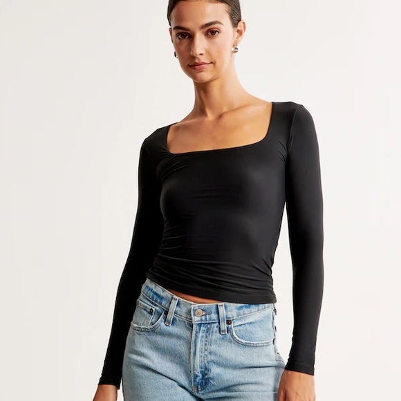 Abercrombie & Fitch | Tops | Soft Matte Seamless Longsleeve Tuckable Squareneck Top | Poshmark